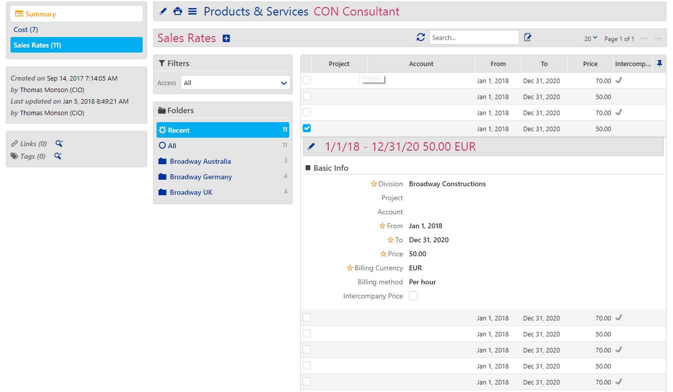 Products and Services - Records - Comidor Help Center