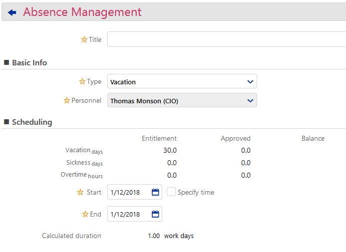 Absence Management (People Management) - Comidor Platform