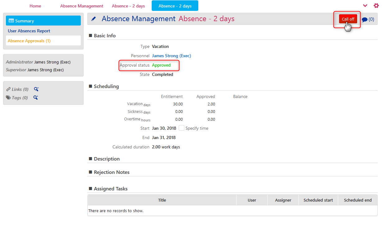 Absence Management (People Management) - Comidor Platform