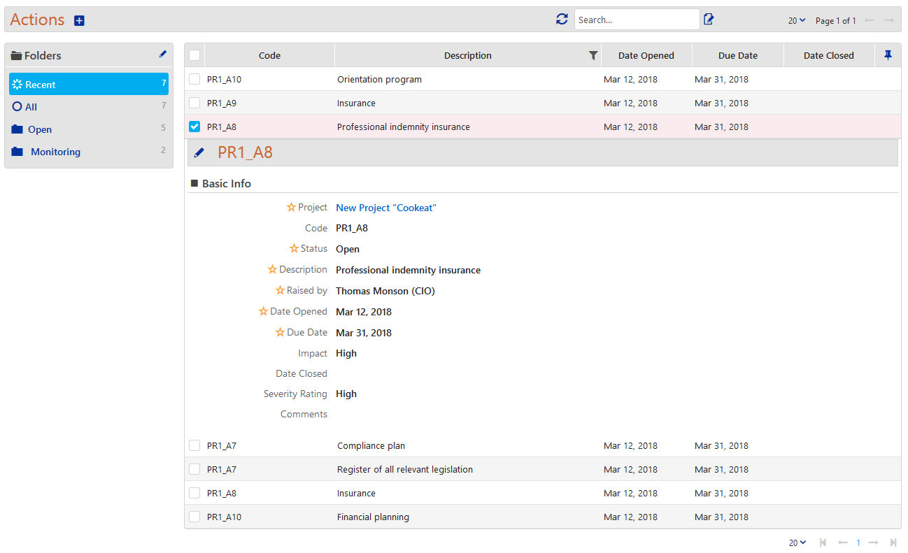 Projects (Risk Management and Lessons Learned) - Comidor