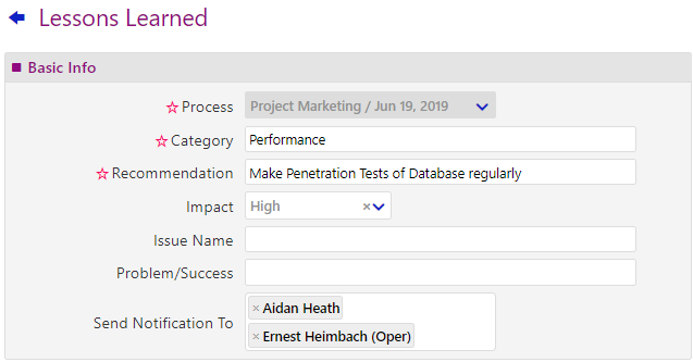 Projects (Risk Management and Lessons Learned) - Comidor