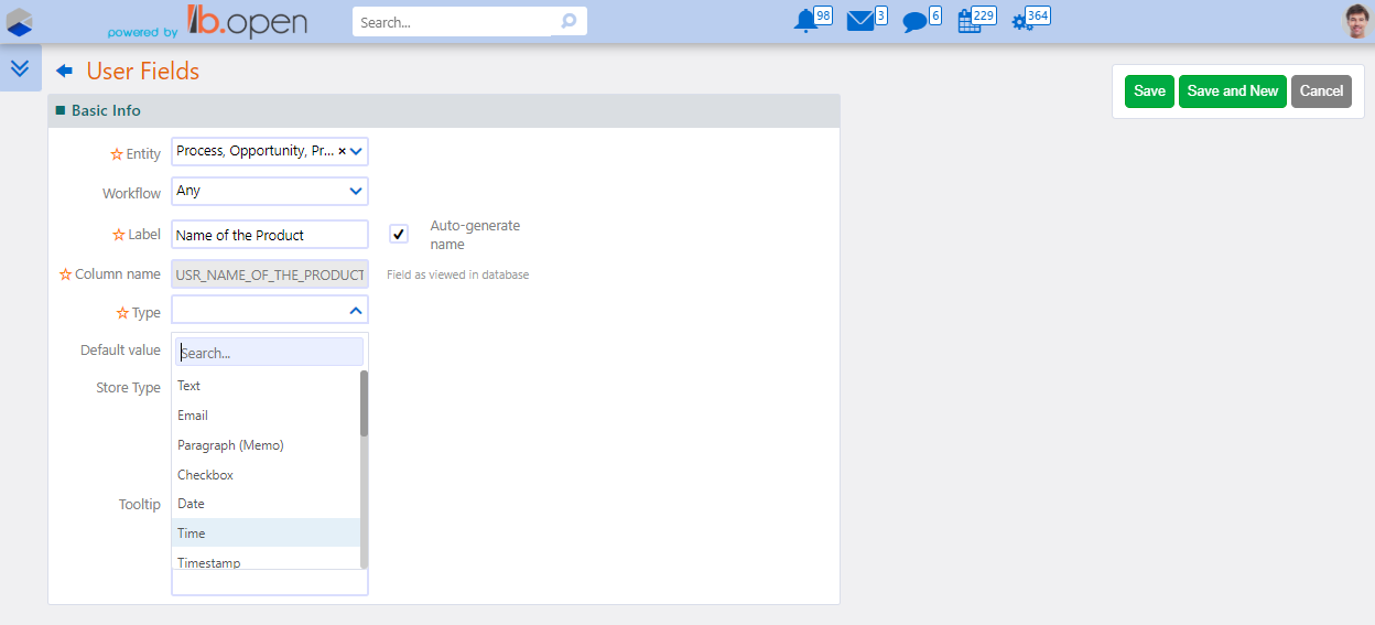 User Fields and User Forms - App Factory - Comidor Platform